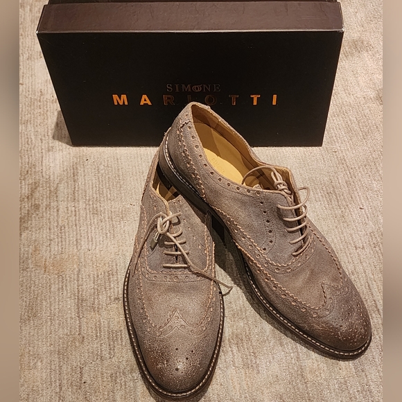 SIMONE MARIOTTI | Shoes | Simone Mariotti Grey Distressed Leather Wingtip Made In Italy Size Eu ...